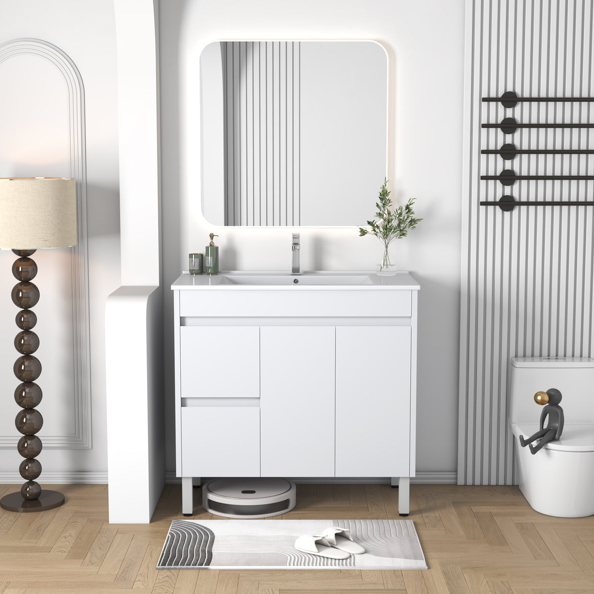 PF900L/R-LG-CAB PVC Bathroom Vanity With Stone Top 35-3/8"*18-1/8"*34 ...